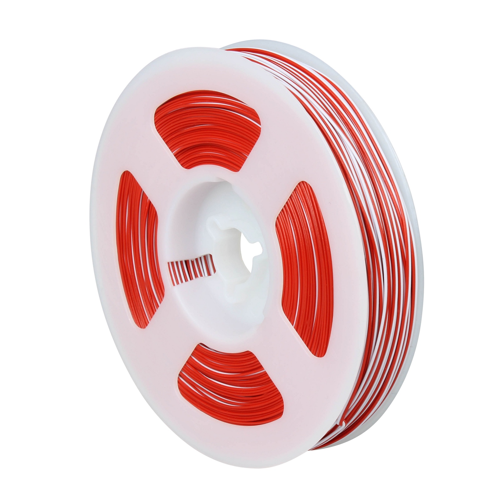 100m Zwillingslitze / Litze ROT-WEIß 2x 0,04mm² auf Spule