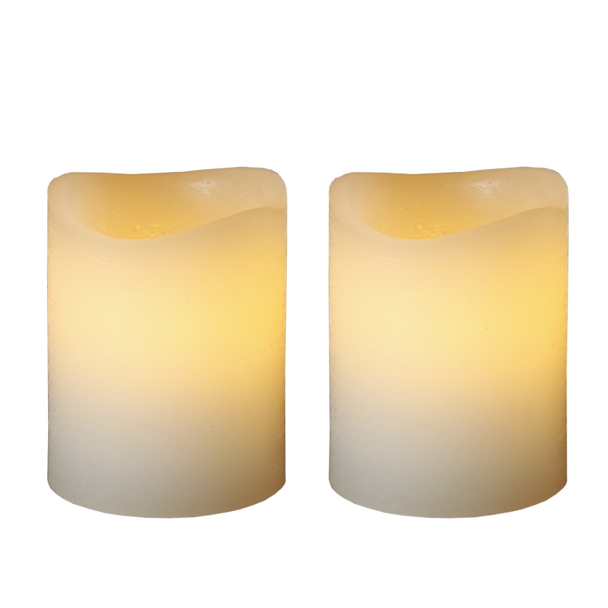 2 tlg Set Mini LED Echtwachs-Kerzen 60x50mm Timer flackernd Wachs Kerze