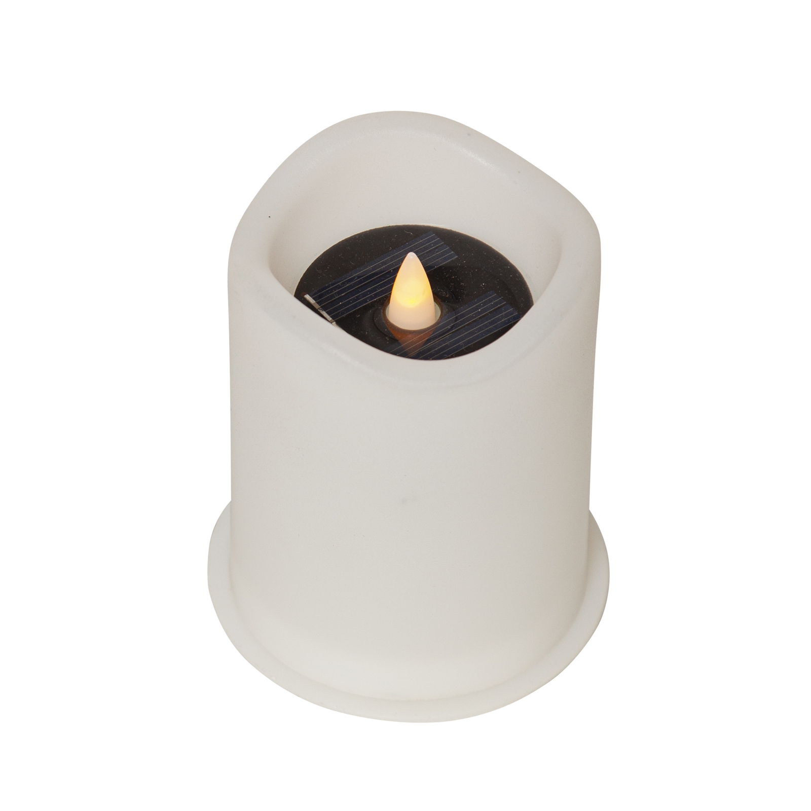 Solar LED Kerze SAUL II weiß Tag Nacht-Sensor flackernde flammenlose