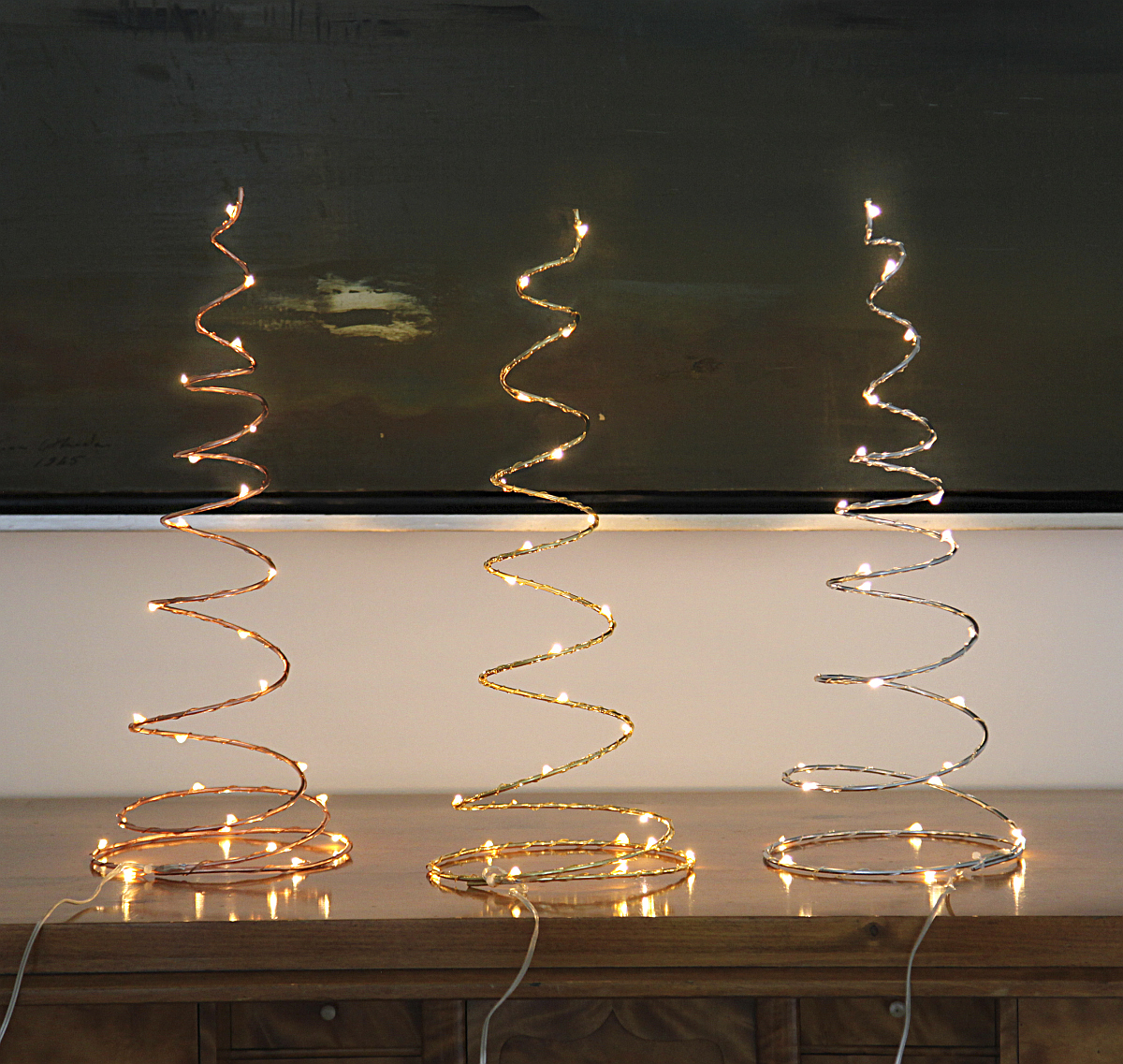 LED Draht Deko-Leucht 40cm Cone Dizzy beleuchtet silber Messing ...